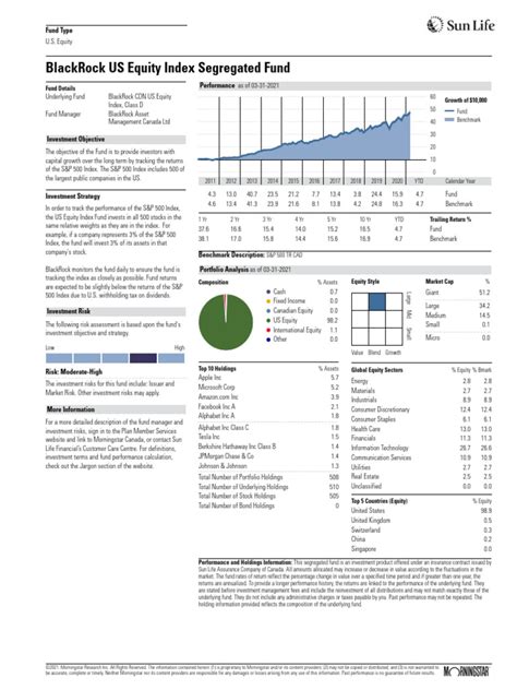 Blackrock Us Equity Index Segregated Fund Pdf Stock Market Index Investing