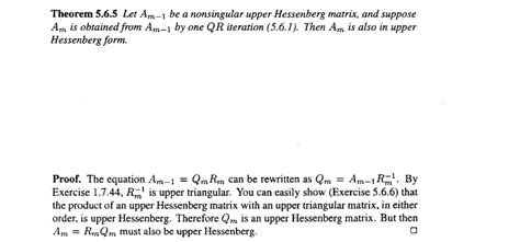 Section 5556 Hessenberg Form And The Qr Alg