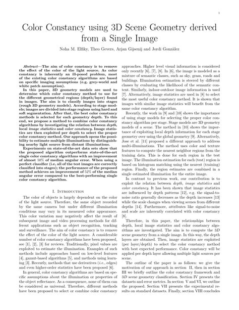 pdf color constancy using 3d scene geometry derived from a single image