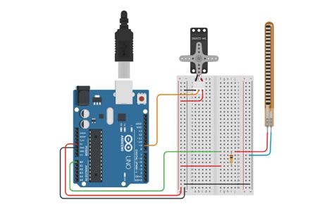 Circuit Design Flex Sensor And Servo Tinkercad