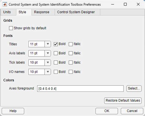 Specify Toolbox Preferences For Linear Analysis Plots MATLAB Simulink