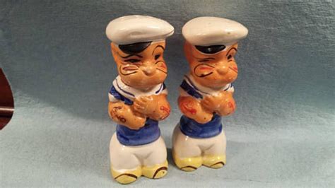 Popeye Salt Pepper Shakers Vintage Japan Cartoon Character Figurine