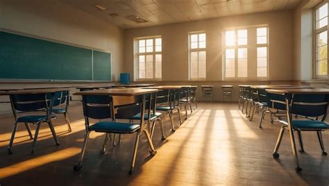 Empty School Classroom Premium Ai Generated Image