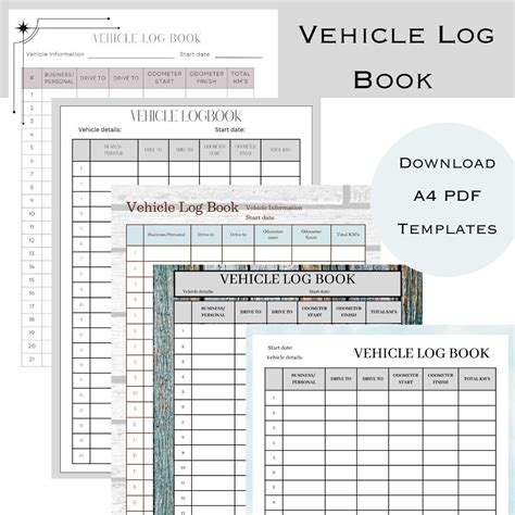 Vehicle Log Book A PDF Templates Etsy Australia