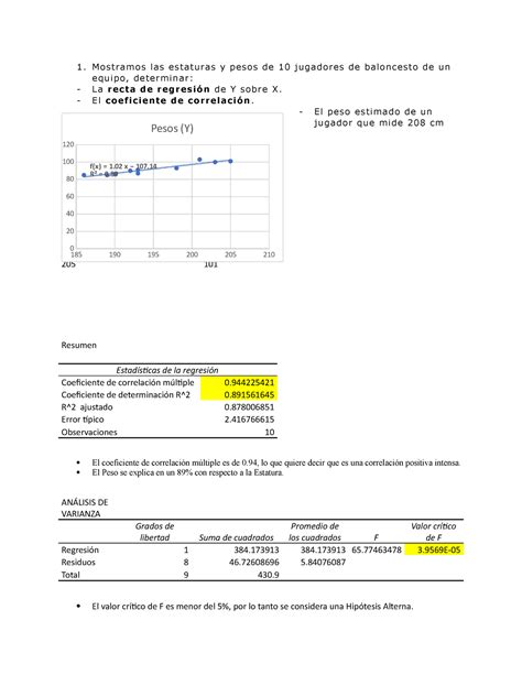 Tarea Estadistica Nota B Mostramos Las Estaturas Y Pesos De 10