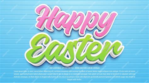 Premium Vector Happy Easter 3d Editable Text Effect