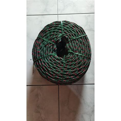 Jual Tali Tambang Kecil Plastik 5mm Tambang Hijau Bintik Merah Tali