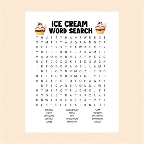 Ice Cream Word Search Ice Cream Worksheets Printable Activity Pages