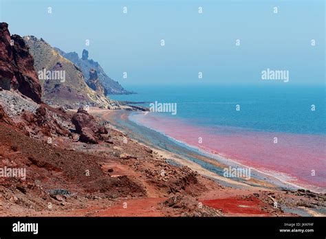 Red Beach On The Iranian Island Of Hormuz Hormozgan Province Stock