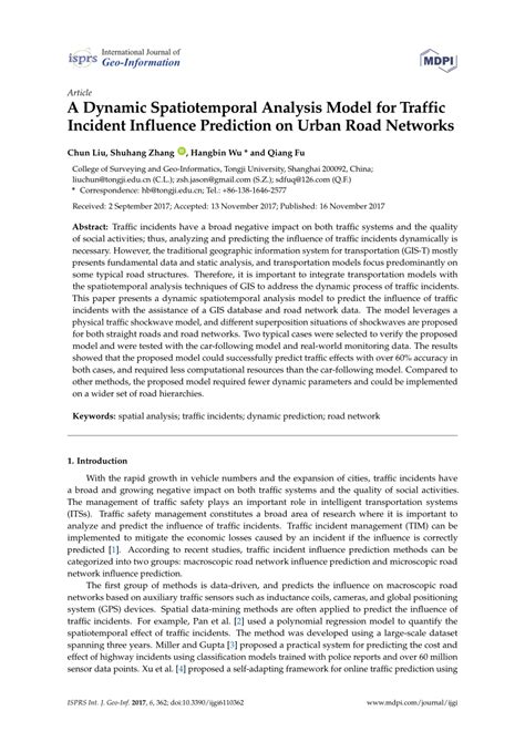 Pdf A Dynamic Spatiotemporal Analysis Model For Traffic Incident Influence Prediction On Urban