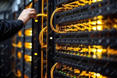 Premium Photo Close Up Of A Technicians Hands Securing Server Rack Screws