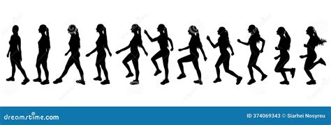 Woman Athlete Is Running From Walking To Sprinting Sequence Of