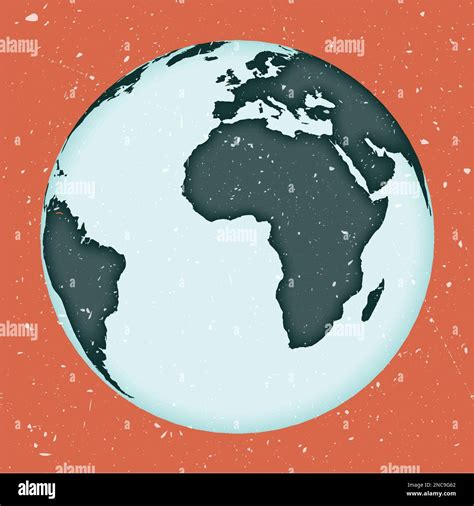 World Map Poster Orthographic Projection Vintage World Shape With