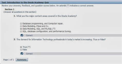 Oracle Academy Quiz Answers Section Showportaledu