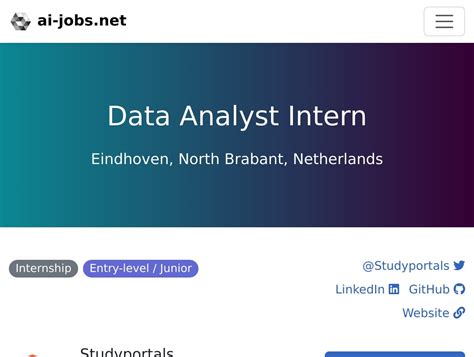 Hiring Internship Data Analyst Intern In Eindhoven North Brabant