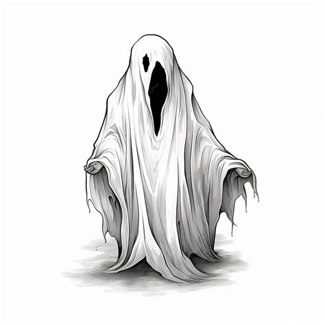 Premium Vector A Drawing Of A Ghost With A Black Outline On It