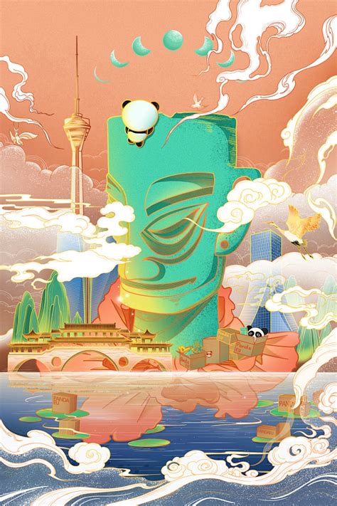 四川插画之文化建筑 古田路9号 品牌创意版权保护平台