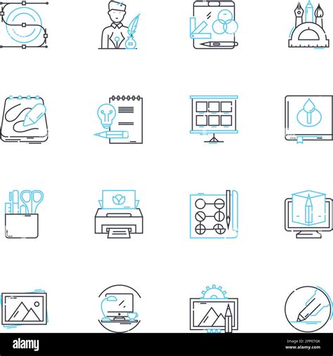 Graphic Art Linear Icons Set Typography Illustration Composition
