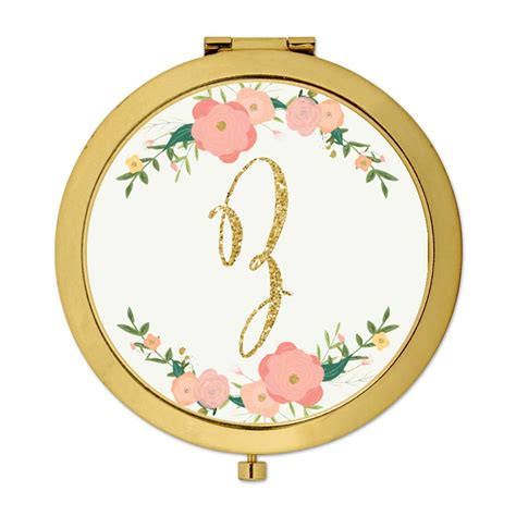 Koyal Wholesale Gold Compact Mirror Bridesmaids Wedding T Peach