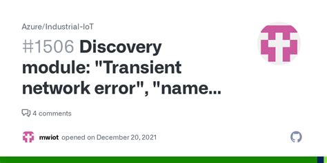 Discovery Module Transient Network Error Name Does Not Resolve