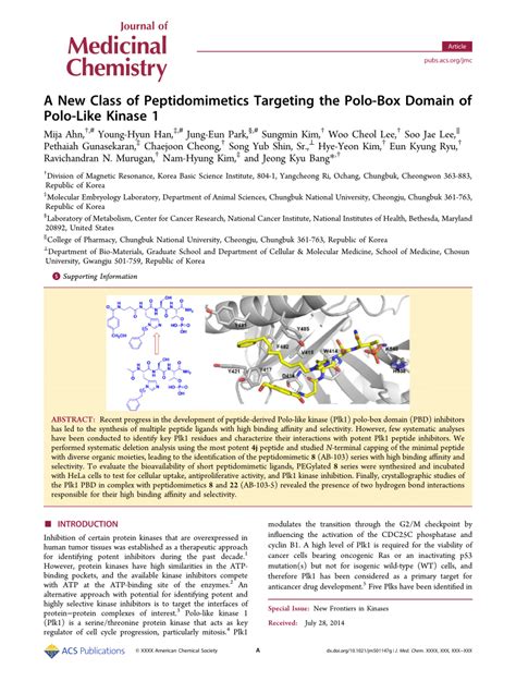 Pdf A New Class Of Peptidomimetics Targeting The Polo Box Domain Of