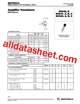 BC547 Datasheet PDF ON Semiconductor