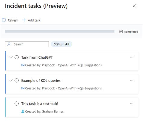 Azure Portal で Microsoft Sentinel のインシデント タスクへの変更を監査および追跡する Microsoft