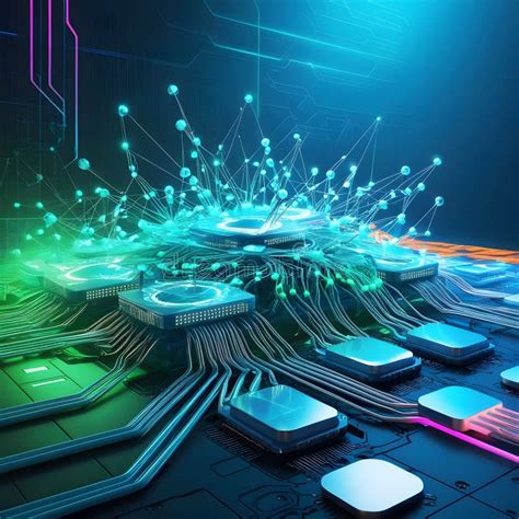 Futuristic Computer Technology Background Vibrant Digital Data Flow