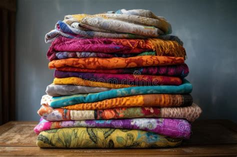 a stack of colorful textiles and fabric ready to be made into a new