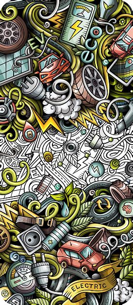 전기 자동차 손으로 그린 낙서 배너 만화 상세한 전단지 0명에 대한 스톡 벡터 아트 및 기타 이미지 0명 3차원 형태 개념 Istock