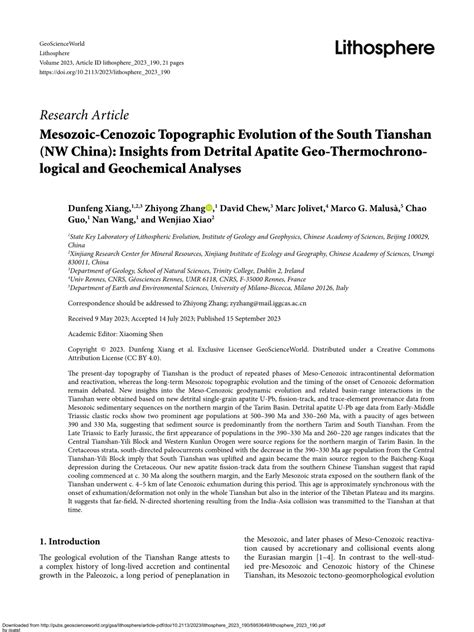 Pdf Mesozoic Cenozoic Topographic Evolution Of The South Tianshan Nw