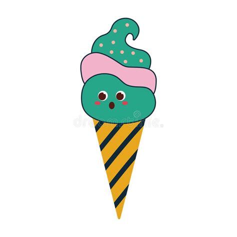 Cute Ice Cream Ice Cream Smile Face Stock Illustration Illustration