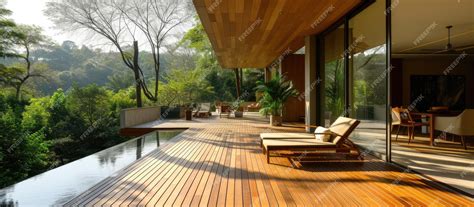 Premium Photo Natural View From Exterior Terrace With Cumaru Hardwood