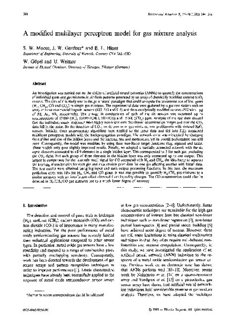 pdf a modified multilayer perceptron model for gas mixture analysis
