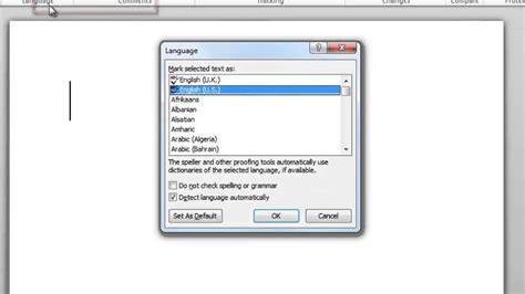 Change Default Language Word Landdelta