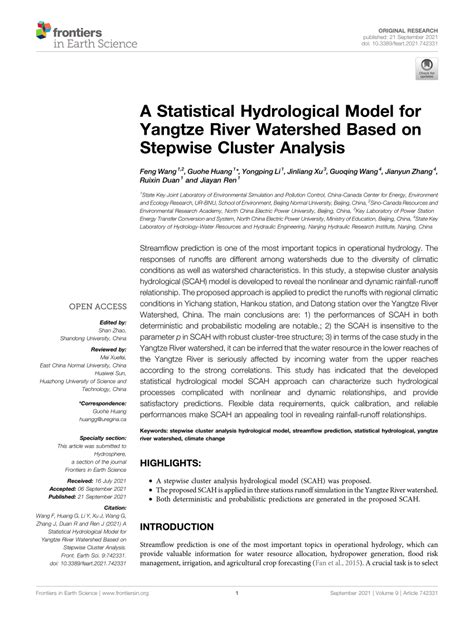 PDF A Statistical Hydrological Model For Yangtze River Watershed