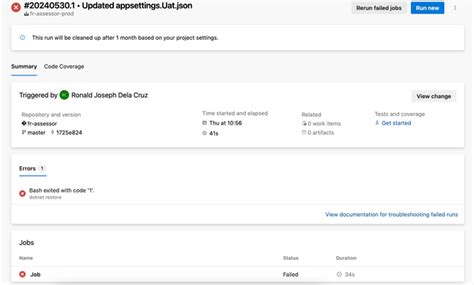 Azure Devops Error Message Bash Exited With Code 1 Dotnet Restore Razuredevops