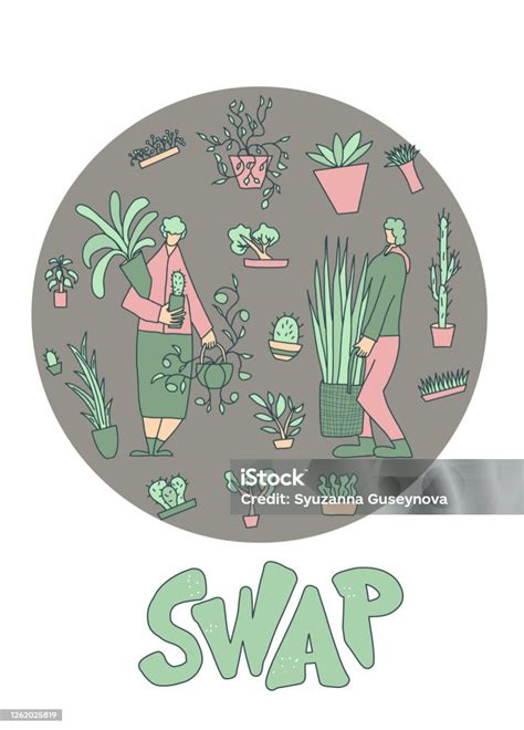 House Plant Lover Concept Hand Drawn Vector Flower Stock Illustration