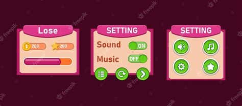 모바일 게임 목록 게임 Ui 키트 사용자 인터페이스 Ui Ux 프리미엄 벡터