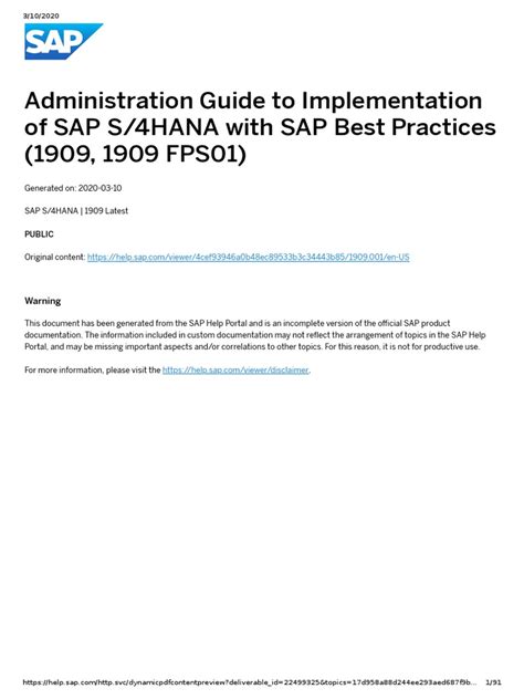 Administration Guide To Implementation Of Sap S4hana With Sap Best