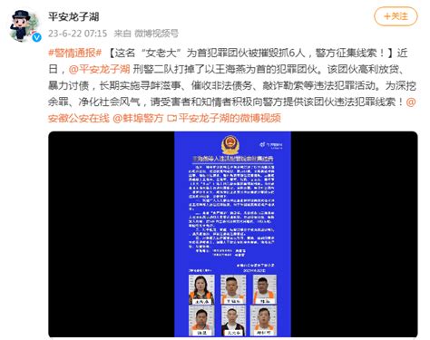 这名“女老大”为首犯罪团伙被摧毁，警方征集线索！