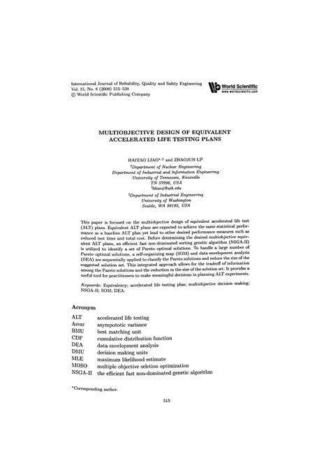 Pdf Multiobjective Design Of Equivalent Accelerated Life Testing Plans