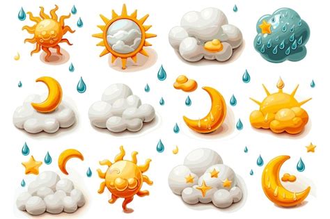 Weather Vector Set Collection Graphic Clipart Design Premium Ai