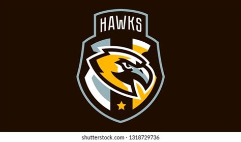 Colorful Logo Sticker Emblem Hawk Flying Stock Vector Royalty Free