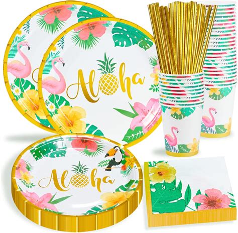 Larchio Platos Y Servilletas Hawaianos Luau Para 20 Invitados