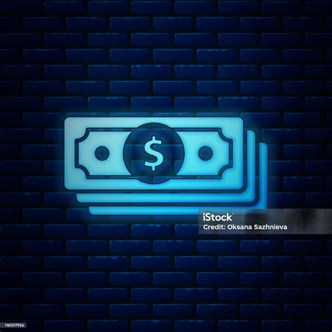 發光的霓虹燈堆紙錢現金圖示孤立在磚牆背景鈔票堆疊票據貨幣 向量插圖向量圖形及更多互聯網圖片 互聯網 付錢 商務 Istock