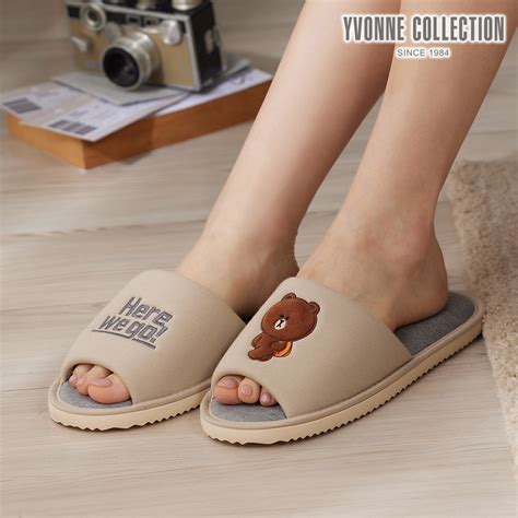 YVONNE COLLECTION熊大啟程開口室內拖鞋 奶茶棕M LINE FRIENDS 誠品線上