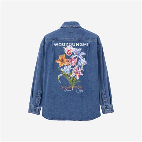 우영미 플라워 프린트 데님 셔츠 블루 24ss Wooyoungmi Kream
