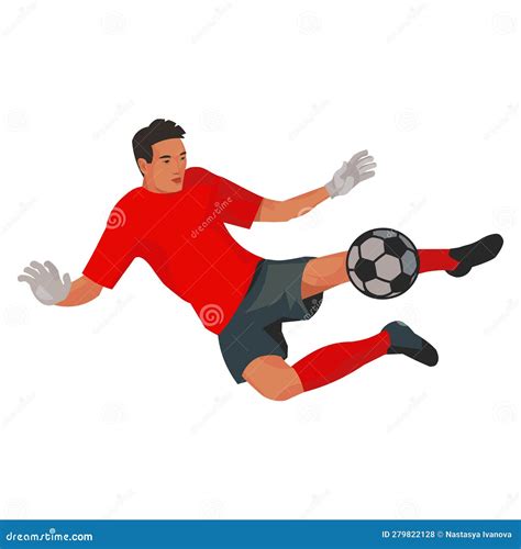 Vietnamese Football Goalkeeper Jumps To Avoid Missing The Ball Stock