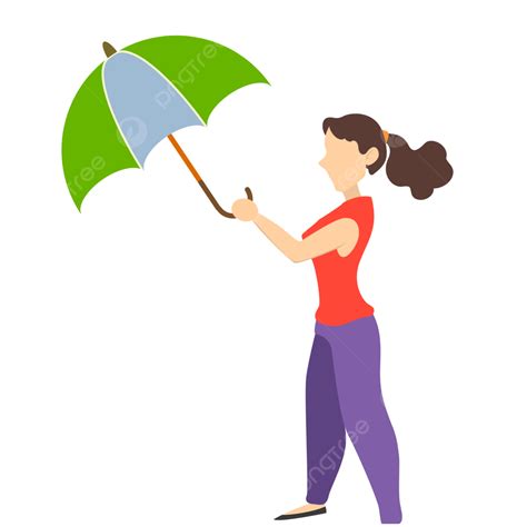 手繪卡通打傘的女孩 卡通 簡約 插畫素材圖案，psd和png圖片免費下載